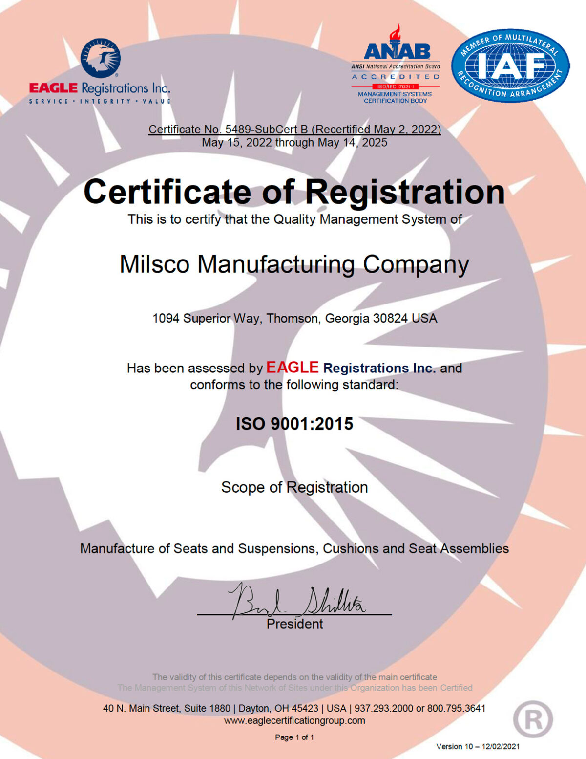 ISO Requirements – Milsco